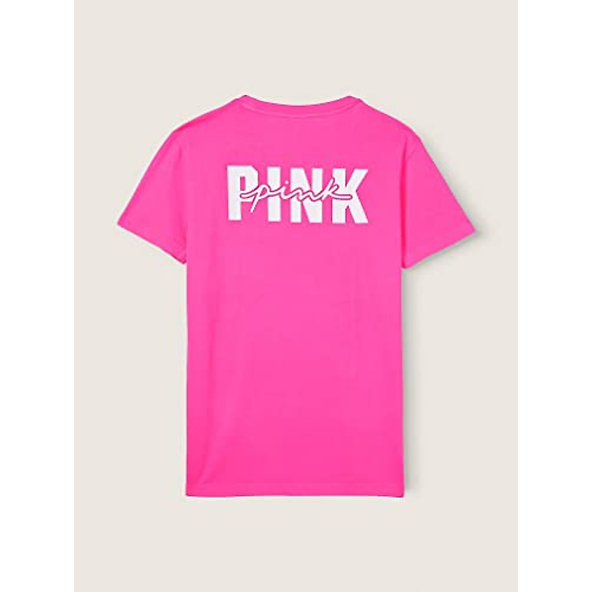 Victoria's Secret Pink Cotton Short Sleeve Campus T-Shirt, Atomic Pink, X-Small