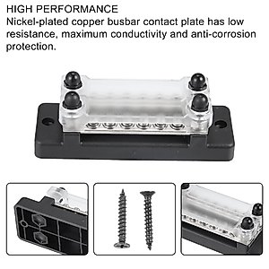X AUTOHAUX Dual 6 Way Terminal Bus Bar Ground Power Distribution Terminal Block Battery Bus Bar 150A Bus Bar Block with Cover for Auto Marine Car