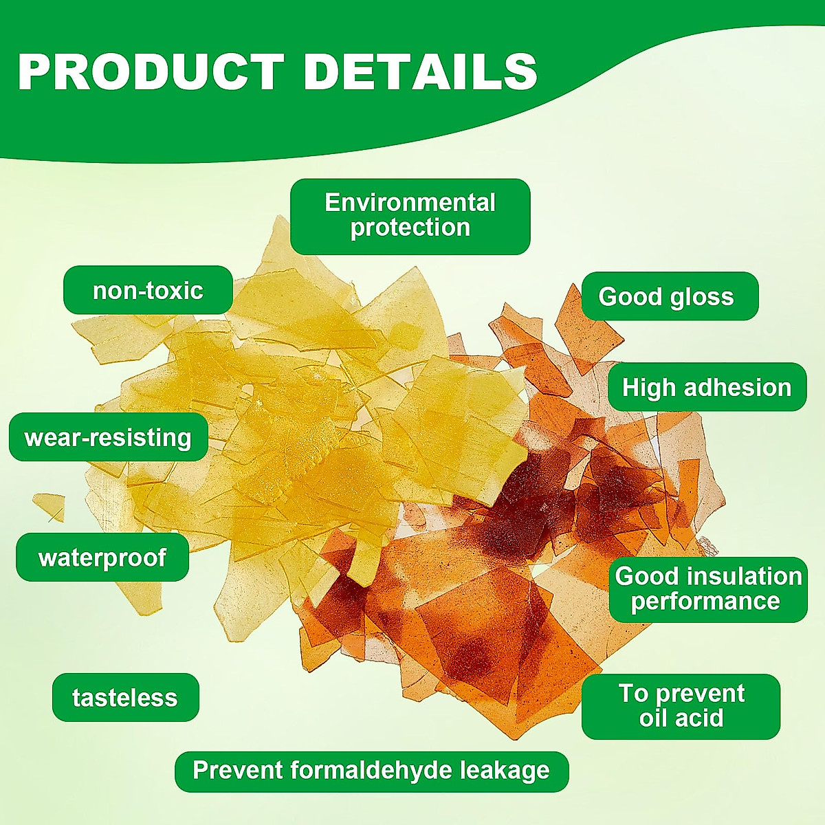 Timgle 35 oz Shellac Flakes Finish Shellac for Home Wood Craft Decoration Household Painting Supplies, Light Yellow and Dark Purple