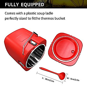 Plieren Insulated Soup Container Commercial Food Warmer for Hot or Cold Food, 2.5 Gallon Hot Box for Catering, Food Cooler with 4 Buckles, Handles, & Spoon, Soup Carrier for Restaurant, Canteen, Home
