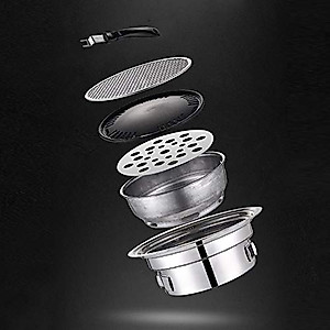 Portable BBQ Barbecue Charcoal Grill, Stainless Steel Reusable Japanese Korean Style Yakiniku Grill with Adjusted Air Valve for Outdoor Garden Party Beach(15.75x9.25x5.31inch)