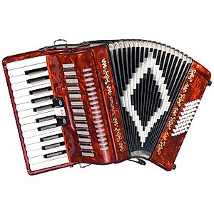 SofiaMari SM2648 Accordion Package: 26 Key, 48 Bass Piano Accordion, Trolly Case and Leather Straps (Red Pearl)