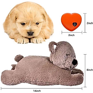 HonourHope Dog Heartbeat Toy for Anxiety Relief, Dog Soft Plush Toy Pet Calming Puppy Behavioral Training Aid Toy Pet Companion Pillow for Puppy Dog Cat Kitty Pets - Bear