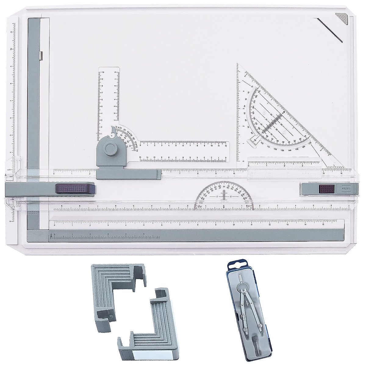 Frylr Inch A3 Drawing Board Drafting Table with Parallel Motion and Angle English Measuring System 20.87”L x 14.49”D