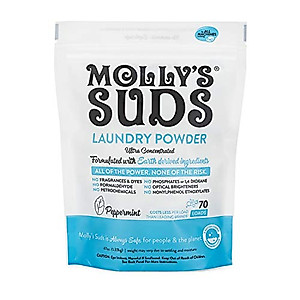 Molly's Suds Original Laundry Detergent Powder | Natural Laundry Detergent Powder for Sensitive Skin | Earth-Derived Ingredients, Stain Fighting | 70 Loads (Peppermint)