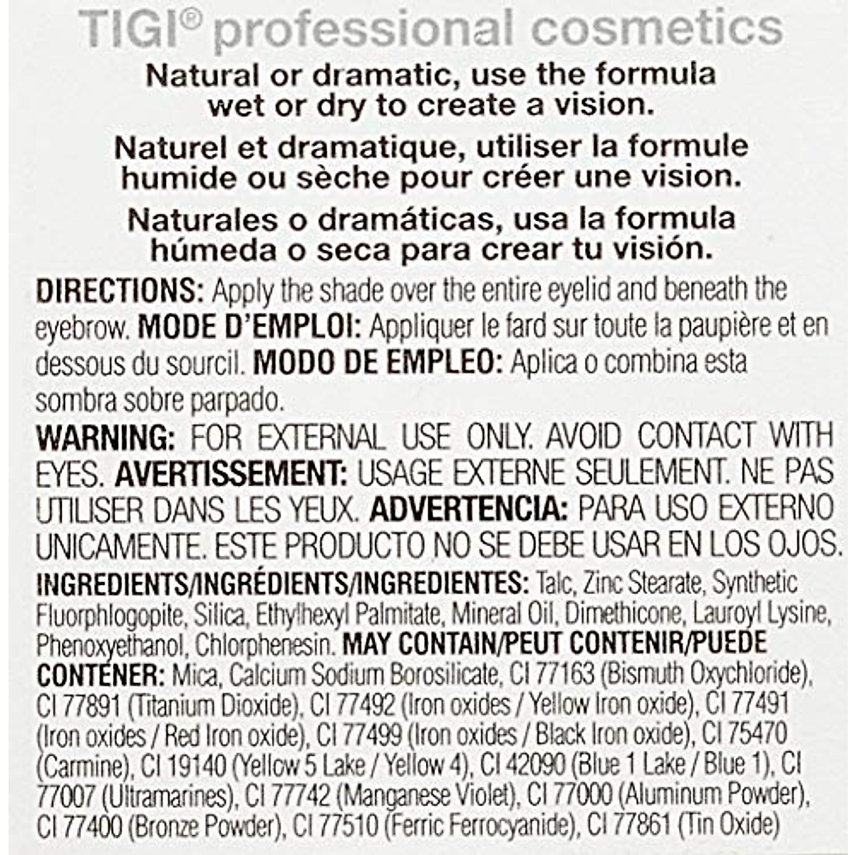 TIGI Cosmetics High Density Single Eyeshadow, Vanilla Matte, 0.13 Ounce