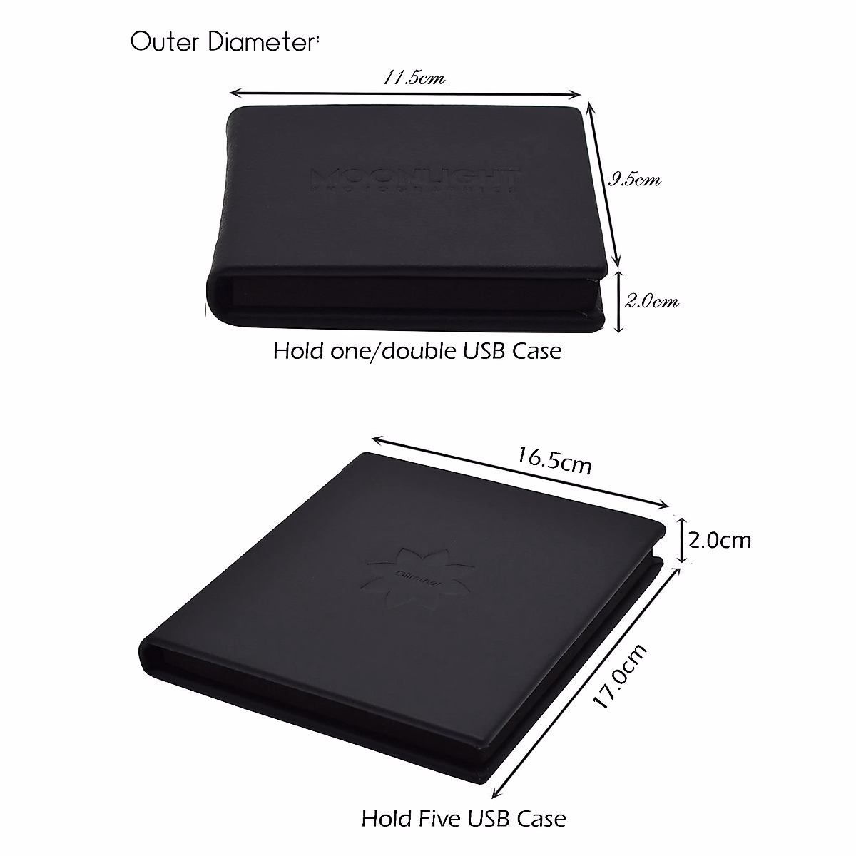 Black Leather Flash Drive case with Personalized LOGO for Wedding Photographer Client Gift , USB Case packing (No Logo Imprint)