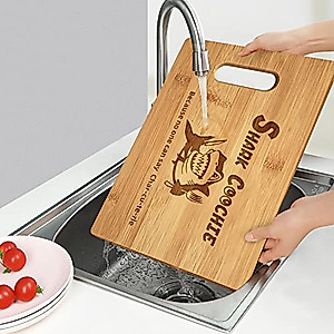 Shark Coochie Charcuterie Board,Because No One Can Say Charcuterie Shark Coochie Charcuterie Board, Handmade Bamboo Shark Coochie Cutting Board/Laser Engraved, (Shark B, 13'')