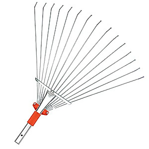 Buyplus Adjustable Garden Leaf Rake - 24 to 63 Inch Telescopic Metal Rake, Expandable Folding Leaves Rake for Lawn Yard, Flowers Beds and Roof