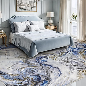 8x10 Area Rugs for Living Room, Modern Abstract Rug for Bedroom, Contemporary Machine Washable Rug, Large Stain Resistant Carpet for Dining Room Playroom Home Office, Pet & Kids Friendly