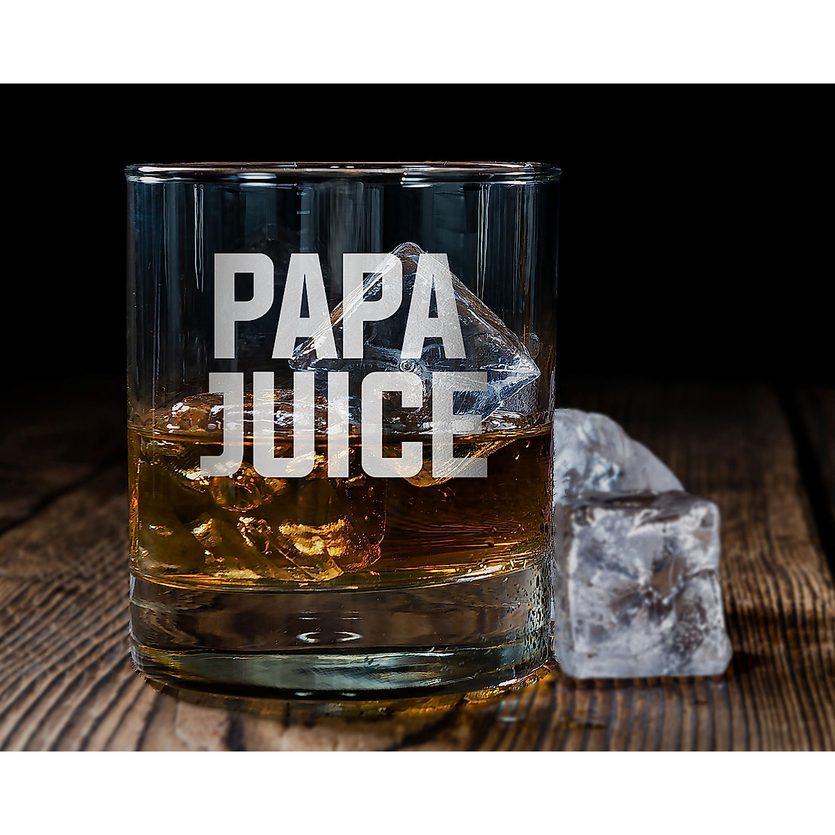 PAPA JUICE Custom Personalized Whiskey Glass - Funny Gift for Dad Uncle Grandpa From Daughter Son Wife - Father's Day