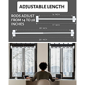 Skywin Magnetic Towel Holder for Refrigerator - 2 Pack Small Magnetic Curtain Rod for Metal Door with Adjustable Length - Fits Towels and Easily Attachable (White)