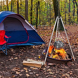 REDCAMP Campfire Tripod, Folding Camping Grill with Grill Grate, Tripod Cooker for Cooking,Ourdoor BBQ