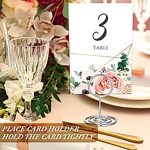 100 Pcs Mini Place Card Holders 2 Inch Table Number Holders Small Steel Wire Table Sign Holders Picture Stands for Table Menu Standing Clip Holder for Wedding Birthday Restaurant (Silver)