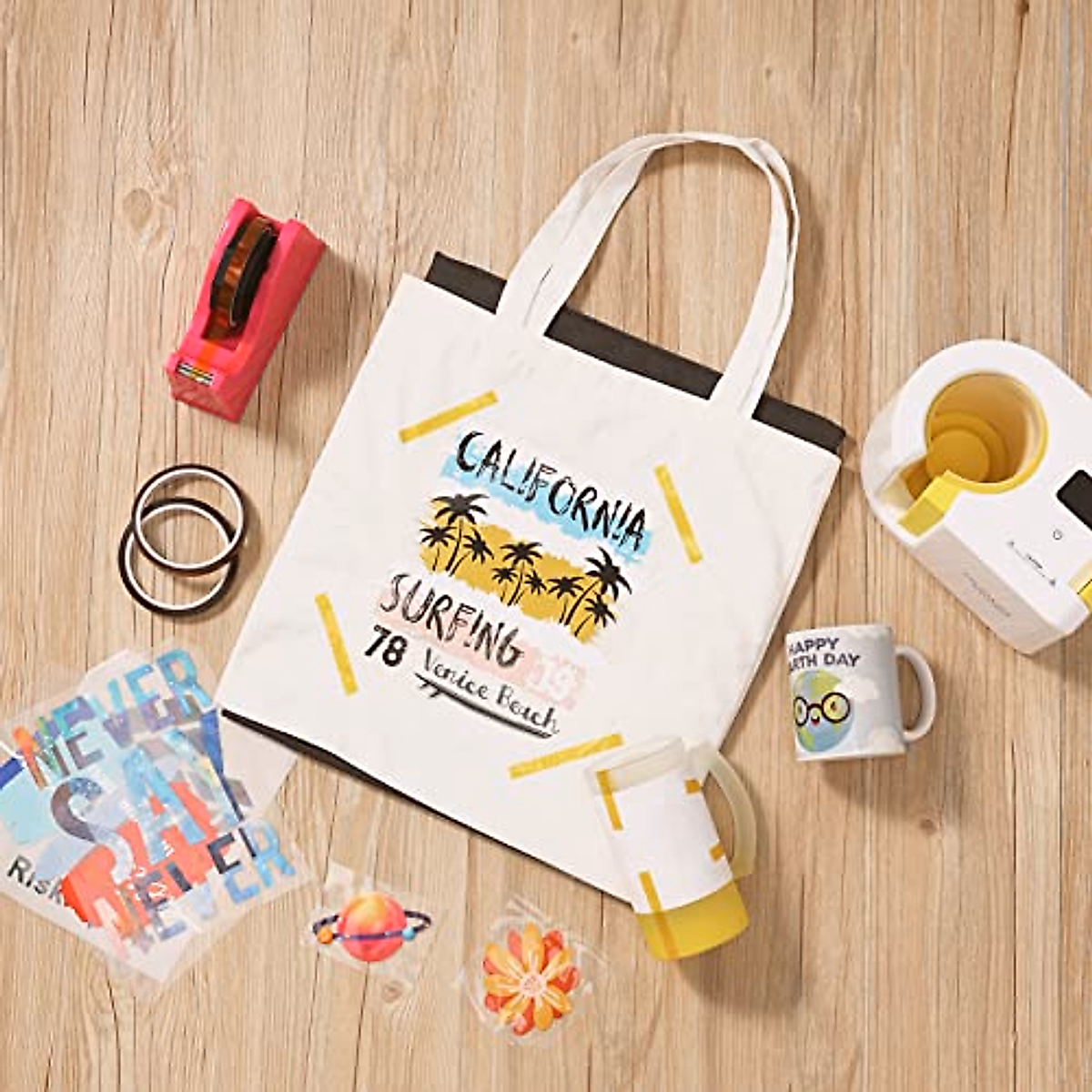 OFFNOVA Heat Tape Dispenser and Tapes Kit for Sublimation, a Desktop Holder and 2 Rolls 33m x 10mm Heat Resistant Tape for Cricut and More (Pink)