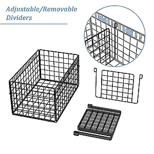 Retreat & Renew 2 Pack Metal Wardrobe Clothes Organizer,Drawer Organizers for Clothing,Closet Separation Storage Box for Underwear, Tops,Shirts,Jeans, Adjustable & Removable Dividers,Sturdy, (Black)