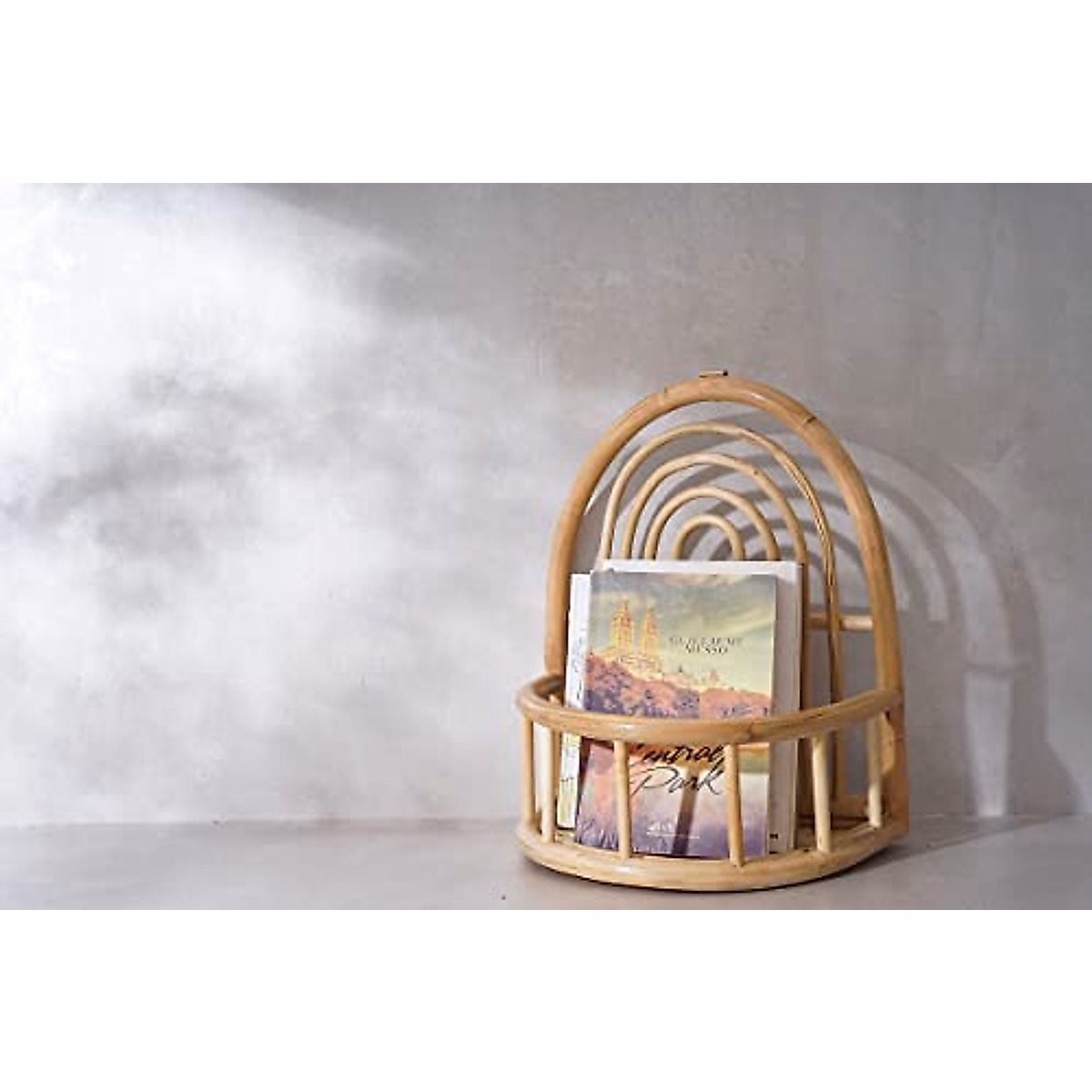 B BEMIAO CRAFTS Rattan Wall Shelf, Wall Mounted Rattan Shelf, Floating Shelf, Hanging Storage Organizer, Boho Shelf Decor for Kitchen, Bathroom, Nursery, 13.77"x 11.81" x 3.93", Small