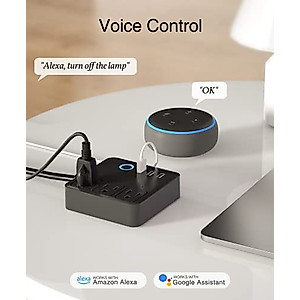 GHome Smart Power Strip, 3 USB Ports and 3 Individually Controlled Smart Outlets, WiFi Surge Protector Works with Alexa Google Home, Home Office Cruise Ship Travel Multi-Plug Extender Flat Plug, 10A