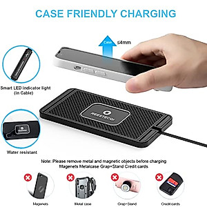 Wireless Charging Pad for Car REESTECQI 15W Wireless Car Charger Pad Type C Qi Wireless Charger Car Non Slip [PD20W Car Charger Incl.] for Airpods iPhone 14/13/12/11 Samsung S22/S21/S20 (30CM Cable)
