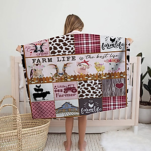MUCHNEE New Baby Blankets for Girls, Farm Animals Baby Blankets for Kids, Newborn Baby Parents Gift, Baby Girl Blanket 40x30in, Cute Cow Blanket for Nursery Décor, Baby Birthday Gifts