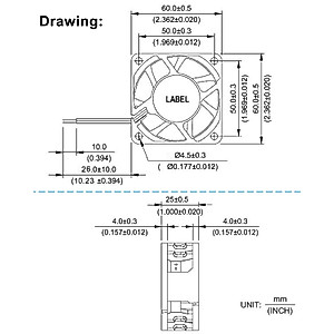 GDSTIME 60mm Fan, 60mm x 60mm x 25mm Dual Ball Bearings 12V DC Brushless Cooling Fan