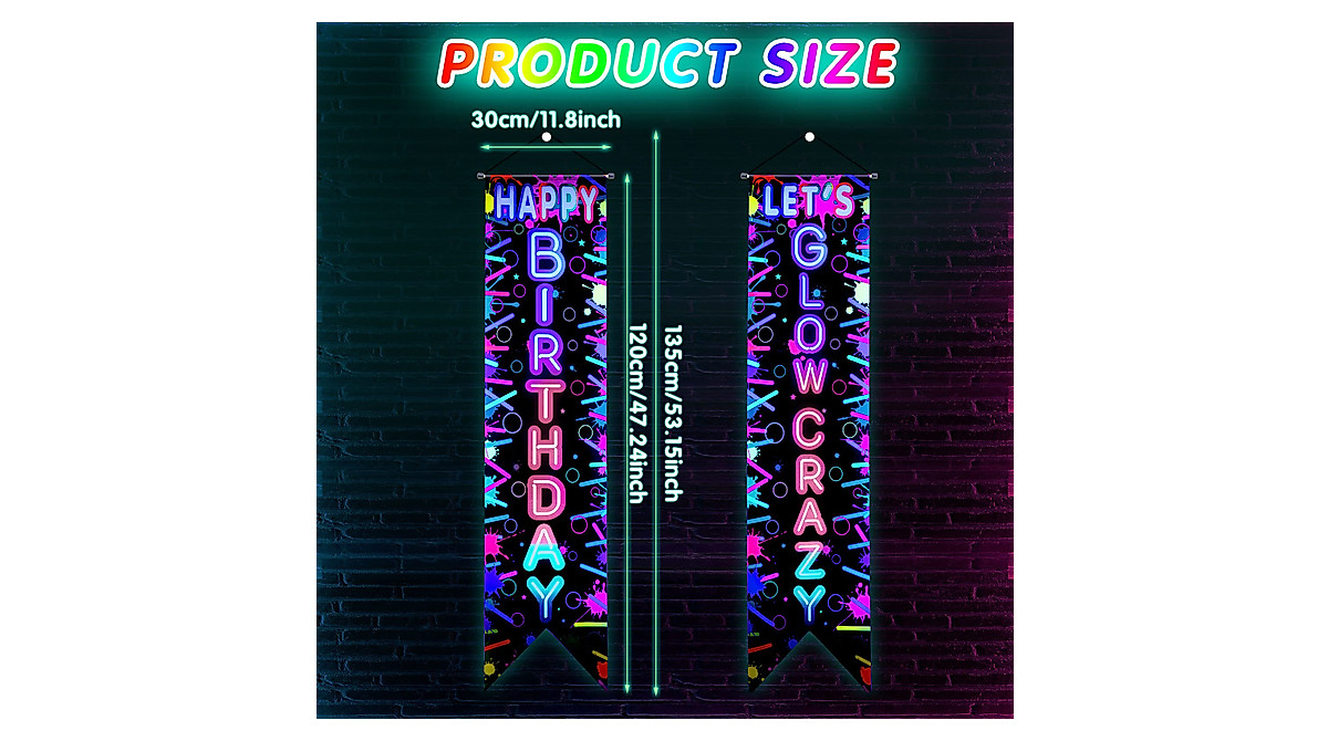 Glow in the Dark Neon Birthday Banner - Vibrant Party Decorations