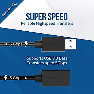 SABRENT USB 3.0 Extension Cable 22AWG A Male to A Female [Black] 10 Feet for Data Transfer/Charging (CB-3010)