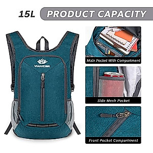 Prpeko 15L Small Lightweight Hiking Backpack ，Hiking Daypack Women,Foldable Hiking Backpack with A Water Bottle Holder.