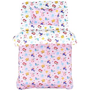 J-pinno Lovely Mermaid Pink Cartoon Reversible Duvet Cover & Pillowcase Set, 100% Cotton Weighted Blanket Cover 2Pcs Comforter Cover with Zipper for Kids Girls Bedding Set (Mermaid, Twin 60" X 80")