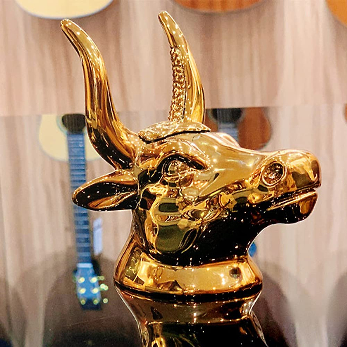 LKEREJOL Bull Head Guitar Holder Wall Hanger Guitar Ukulele Hook Ukulele Stand Rack Storage Bass Bull Head Wall Mounted Art Support Guitar Holder for Bass Electric Acoustic Guitar Ukulele