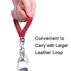 Wisdompro Microfiber Leather Car Keychain, Universal Key Fob Keychain Leather Key Chain Holder with 3 Keyrings and 1 Screwdriver for Men and Women - Red