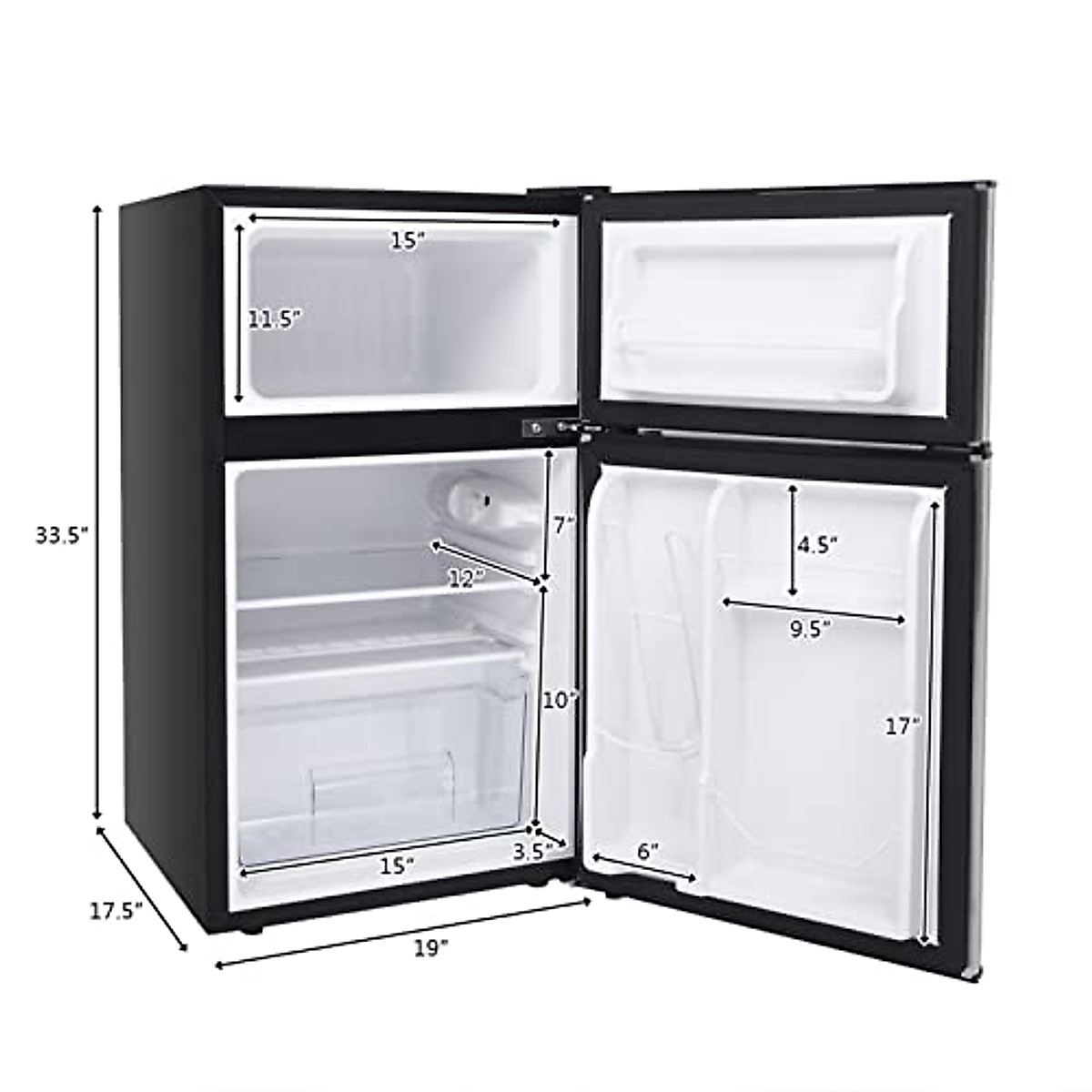 2-Door Design Refrigerator|Compact Fridge Includes A Freezer And A Refrigeration Compartment|Quiet Small Refrigerator For Office Dorm Or Apartment