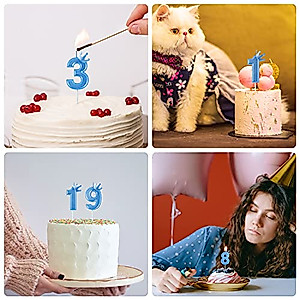 BOXOB 3inch Birthday Number Candle, Blue 3D Candle Cake Topper with Crown Cake Numeral Candles Number Candles for Birthday Anniversary Parties (Number 1)