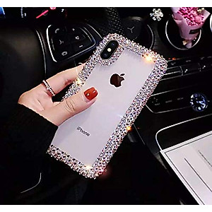 Jesiya for iPhone XR Case 3D Glitter Sparkle Bling Case Luxury Shiny Crystal Rhinestone Diamond Bumper Clear Protective Case Cover for iPhone XR Clear