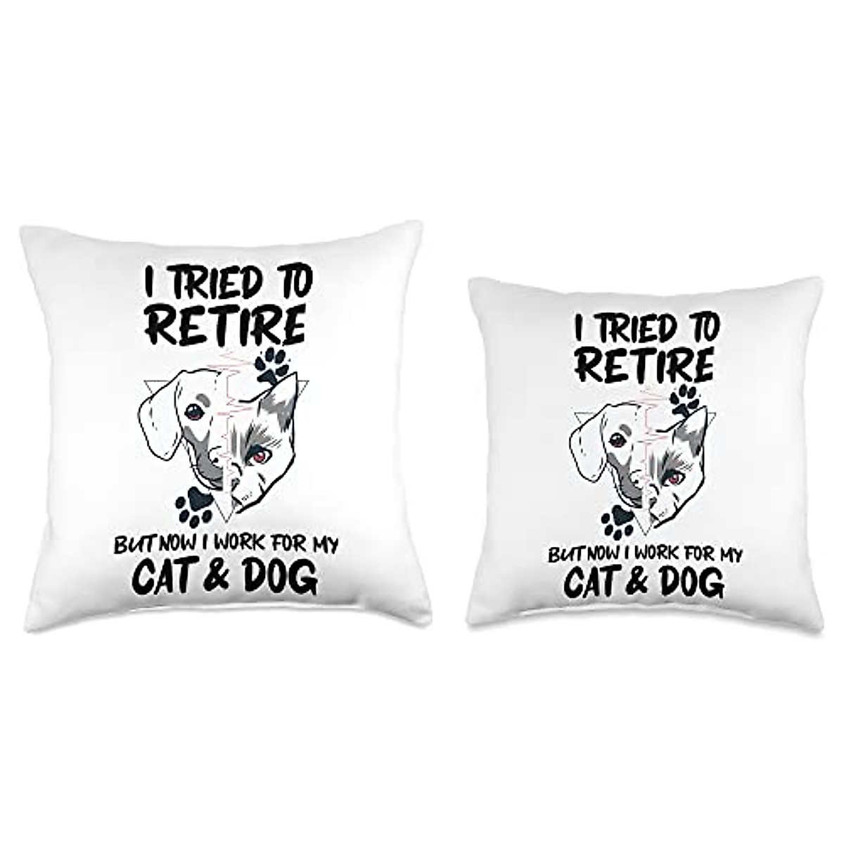Retirement Cat Dog Lover Gifts For Men Women I Tried Funny Cat & Dog Owner Retirement Throw Pillow, 16x16, Multicolor