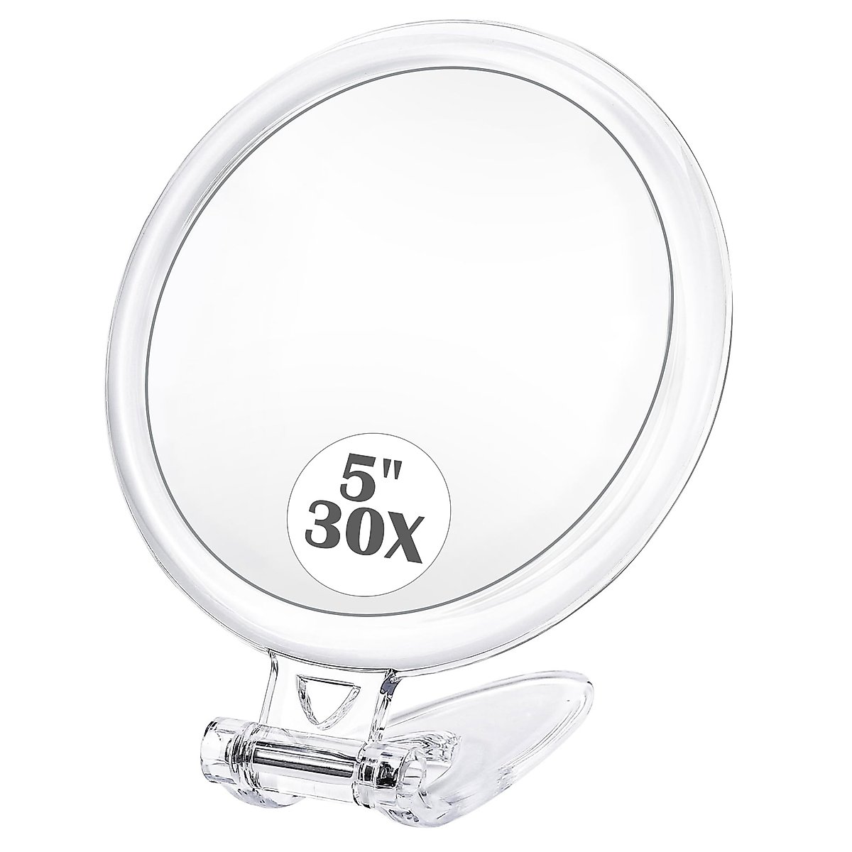 MIYADIVA Magnifying Mirror,30X Hand Mirror with Handle,Travel Magnifying Mirror with Double-Sided 1X/30X Magnification,5 in Handheld Magnifying Mirror,Foldable Makeup Mirrors for Everyone