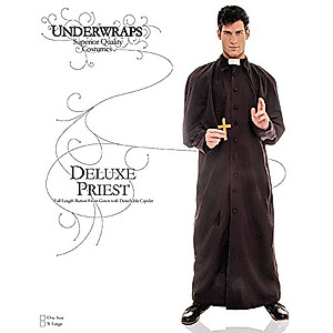 Underwraps Men's Deluxe Priest, Black/White, One Size