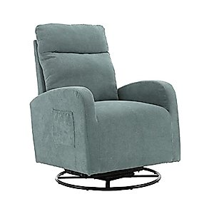 HomSof Swivel Glider Rocker Recliner, Light Blue Polyester Rocking Chair for Nursery, Modern Lounge Chair for Living Room