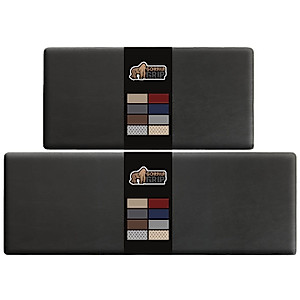 Gorilla Grip 2 Piece Anti Fatigue Cushioned Kitchen Floor Mat Set, Ergonomic Standing Office Desk Mats, Supportive Padded Memory Foam Rugs Waterproof Scratch Resistant Topside 17x24 and 17x48, Black