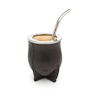 THEARG | Yerba Mate Gourd Set with Stainless Steel Straw | Handmade Leather Yerba Mate Cup and Bombilla Set from Argentina - Beach Essentials - Idea for Gifts | Travel Cup Mate - Taza para Mate