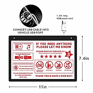 HEBANG LED acrylic USB Car Taxi Driver Tips Sign Car Taxi Driver 5 Stars Tipping Appreciated No smoking Wear a mask Tips HB-01