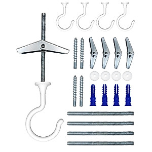 NACETURE Large Swag Hooks Plant Hooks for Ceiling Hooks for Hanging Plants - Ceiling Hangers Heavy Duty for Hanging Light - Chandelier Hook Ceiling Installation for Cavity Wall Fixing (White 4 Pack)