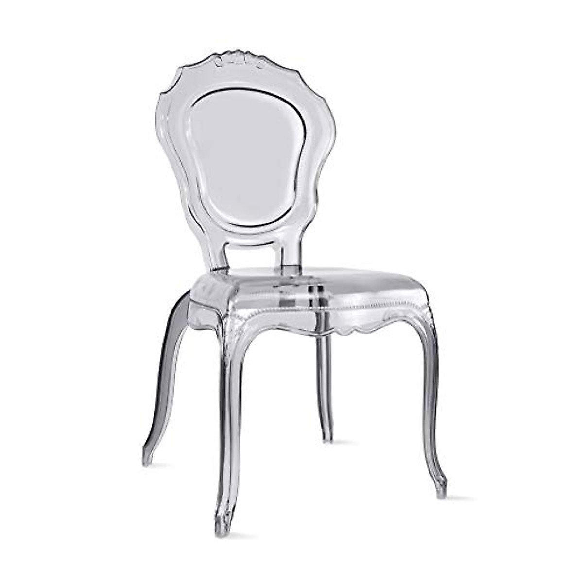 2xhome - Belle Style Ghost Side Chair Dining Room Chair - Smoke Accent Seat - Lounge No Arm Arms Armless Less Chairs Seats Higher Fine Modern Designer Artistic Classic Mold