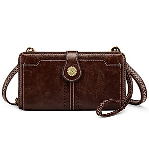 S-ZONE Wristlet Wallets for Women Crossbody Cell Phone Purse RFID Blocking Vegan Leather Clutch Purses with 2 Straps