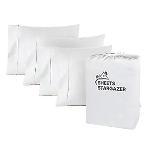 1000 Thread Count 100% Egyptian Cotton Pillow Cases, Set of 4 Pillowcase, Long-Staple 100% Cotton Breathable, Soft Sateen Weave Bed Pillow Cover, 20 X 40 Inches Pillowcases White King Size