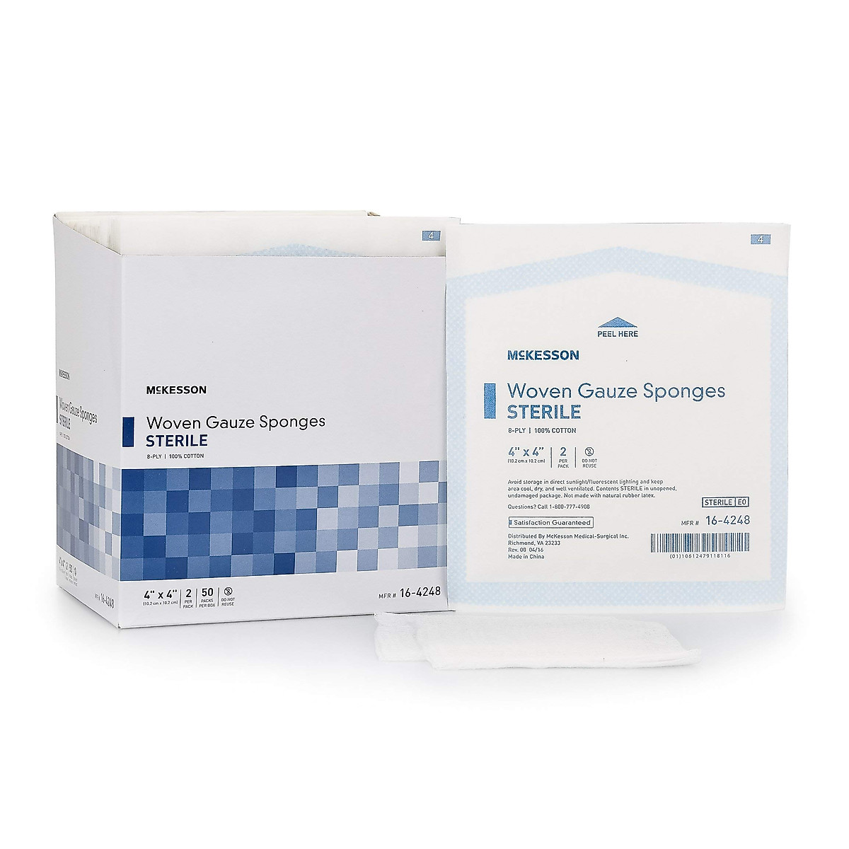 Mckesson Sponge Dressing Medi-Pak Performance Cotton Gauze 8-Ply 4 X 4" Square (#16-4248, Sold Per Box)