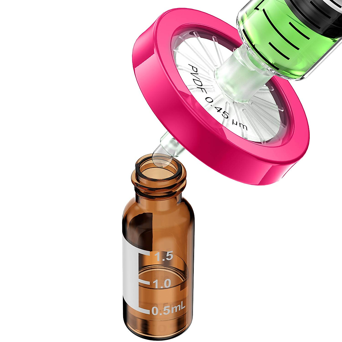 Syringe Filters PVDF(Polyvinylidene fluride) Hydrophobic 25 mm 0.45 um Non Sterile 50/pk by Ks-Tek