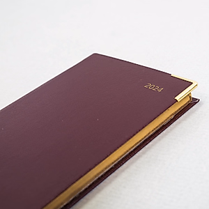 Letts of London Classic Weekly/Monthly Planner, 12 Months, January to December, 2024, Appointments, Gold Corners, Horizontal, Slim Size, 6.625" x 3.25", Burgundy (C32SBY-24)