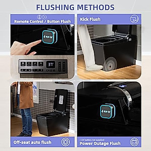 WOODBRIDGE Square Smart Bidet Toilet with Auto Open & Close, Foot Sensor, Auto Flush, Multiple Spray Modes, Heated Seat, Warm Water and Air Dryer, Auto LED Nightlight, Matte Black, EBT-MB03