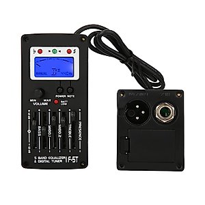 Tbest Guitar Preamp,Guitar Preamp Equalizer Digital Tuner,F 5T 5Band Equalizer Pickup,Digital Tuner Pickup Acoustic Electric Guitar Preamplifier Tuner with LCD Tuner and Volume Control acoustic guita
